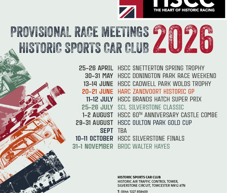 HSCC Racing Calendar 2026 (provisional) | Historic Sports Car Club